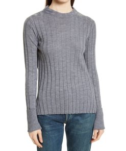Theory Wide-Ribbed Mock Neck Merino Wool Sweater – evaChic