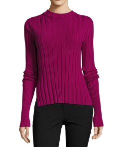 Theory Wide-Ribbed Mock Neck Merino Wool Sweater – evaChic