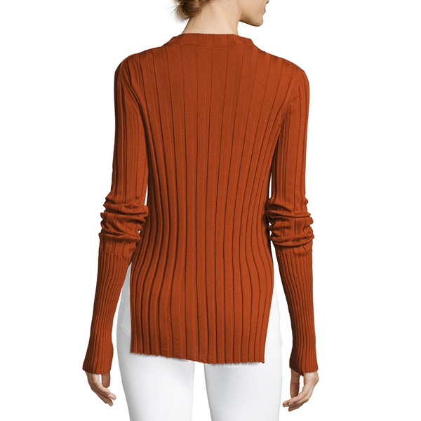 Theory Wide-Ribbed Mock Neck Merino Wool Sweater – evaChic